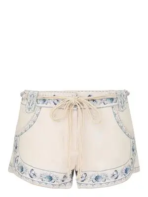 Zimmermann Wanderlust Mini Shorts - Cream