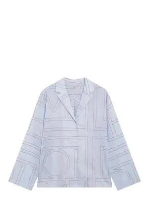 TOTEME TOTEME Light Monogram Cotton-Blend Pajama Shirt Blue