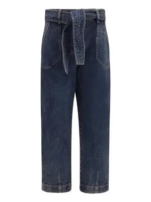 Giorgio Armani Wide-leg Jeans With Belt - Blue