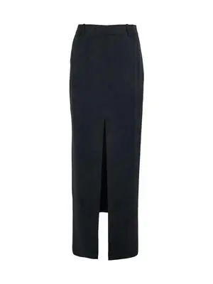 TOM FORD Long Skirt With Slit And Buttons - Black