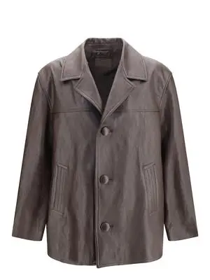 Prada Leather Caban Jacket - Brown