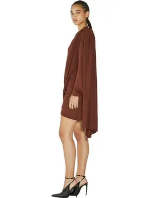 Saint Laurent Draped Wool Dress - Red