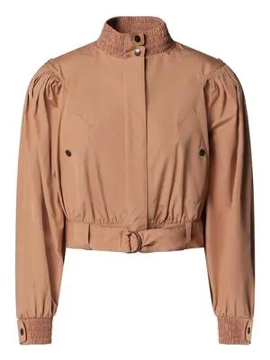 Chloé CHLOE Ruched Short Cotton Poplin Jacket Brown
