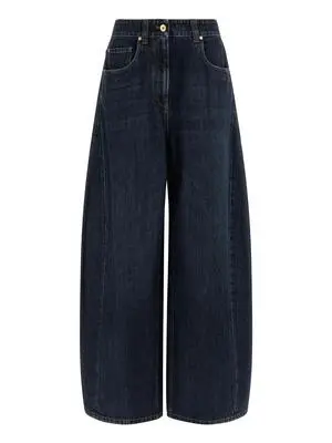 Brunello Cucinelli Wide Barrel Denim Jeans - Blue
