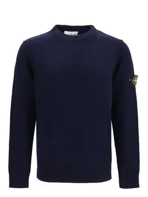 Stone Island Stone Island Men Sweater Crewneck With Logo Patch On The Sleeve Black
