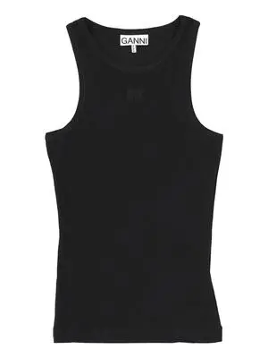 GANNI Logo Tank Top - Black