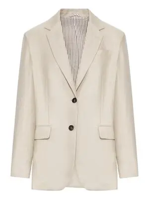 Brunello Cucinelli Single-breasted Tailored Linen Jacket - Multicolor
