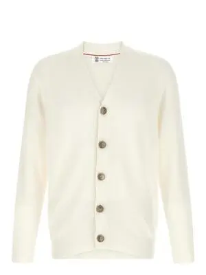 Brunello Cucinelli English Ribbed Cardigan - White