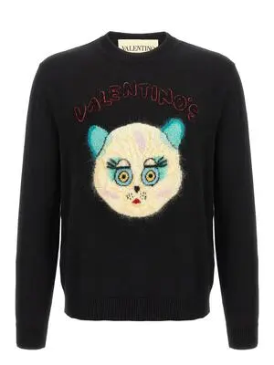 Valentino Garavani Wool And Cotton Blend Sweater - Black