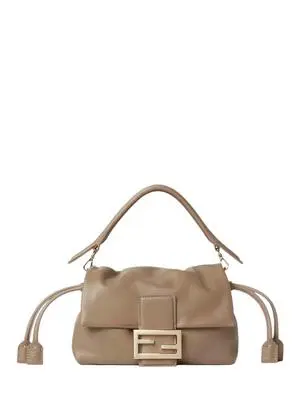 Fendi Leather Mini Baguette Soft Bag - Cream