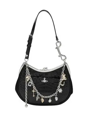 VIVIENNE WESTWOOD Croc-effect Patent Leather Charm Bag - Black