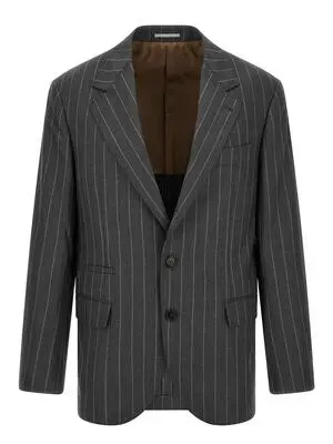 Brunello Cucinelli Pinstripe Blazer - Gray
