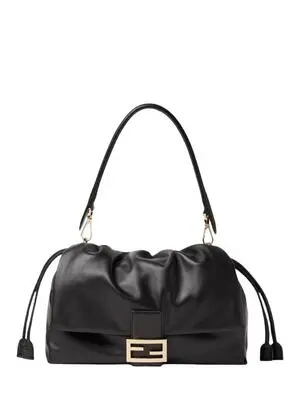 Fendi Nappa Leather Shoulder Bag - Black