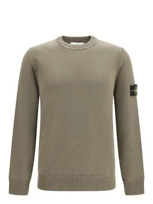 Stone Island Stone Island Men Sweater Crewneck With Logo Patch On The Sleeve Green