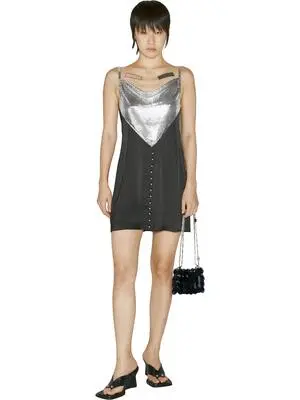 Rabanne Contrast Panel Mini Dress - Black