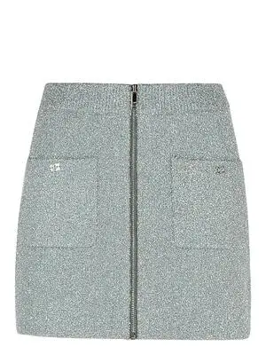 GANNI Sparkle Wool Blend Miniskirt - Silver