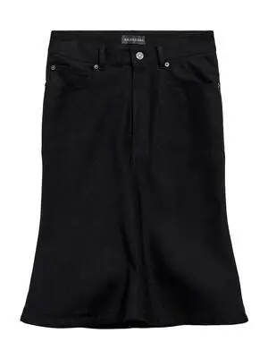 Balenciaga Cotton Midi Skirt - Black