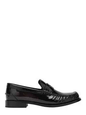 Prada Cordovan Polished Leather Loafers - Brown