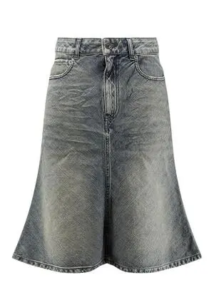 Balenciaga Denim Midi Skirt - Blue