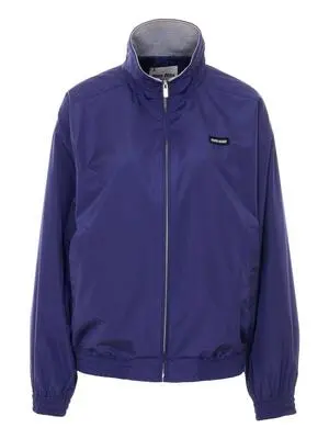 Miu Miu Tec Popeline Blouson With Logo - Blue