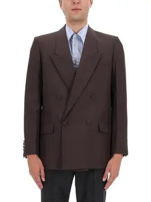 Gucci Double-breasted Polyester Jacket - Brown