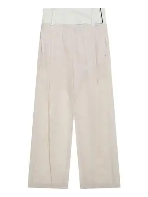 Sportmax Wide-leg Trousers In Ecru Organza Cotton Voile - Cream