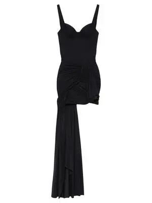 Balenciaga Draped Mini Dress In Cotton Jersey - Black