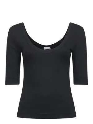 Brunello Cucinelli Ribbed Stretch Jersey Monili T-shirt - Multicolor
