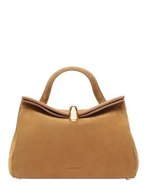 Jacquemus Handbag Le Petit Valerie In Camel Suede Calf Leather - White