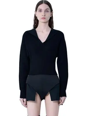 Rick Owens Dracu Cropped V Knit Sweater - Black