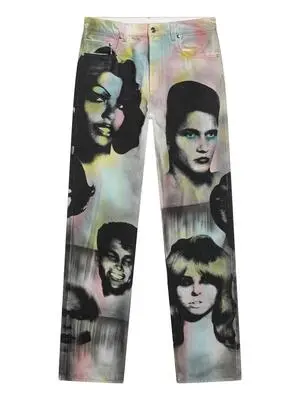 Versace Versace Straight Jeans With The Party Print Men Multicolor