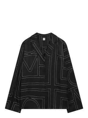 TOTEME Toteme Black Monogram Silk Pajama Shirt Women Black
