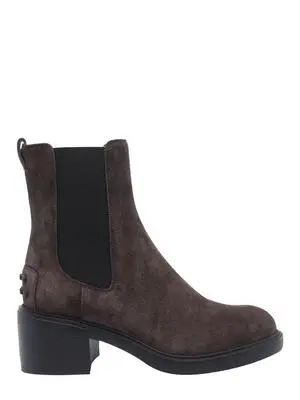 TOD'S Suede Pump Booties - Brown
