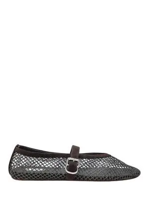 Alaïa ALAIA Flat Rhinestone Mesh Ballerinas In Suede Brown