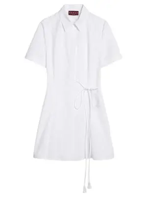 Gucci Cotton Short Sleeve Shirt Dress - White