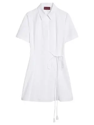 Gucci Cotton Short Sleeve Shirt Dress - White