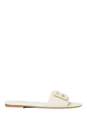 Fendi FENDI Leather Baguette Slides Cream