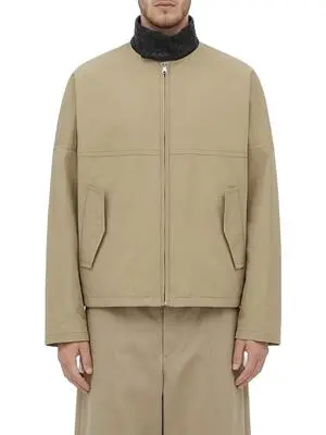 Bottega Veneta Cotton Jacket With Intrecciato Collar - Cream