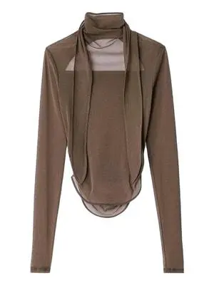 LEMAIRE Ballerina Jersey Top With Scarf - Brown