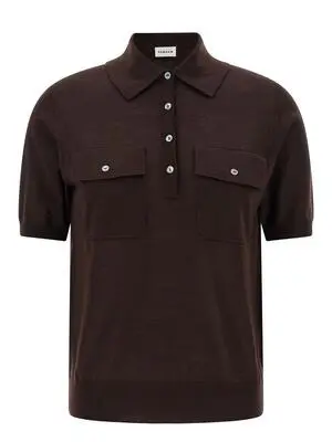 P.a.r.o.s.h P.A.R.O.S.H. Wool, Silk, And Cashmere Blend Linfa26 Polo Shirt Brown