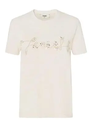 Fendi FENDI Cotton Blend Short Sleeve T-Shirt Multicolor