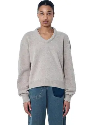 Acne Studios Open Back Wool Knit Sweater - Cream