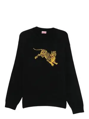 Kenzo Tiger Intarsia Crew Neck Jumper - Black