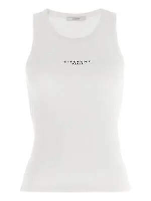 Givenchy Logo Embroidered Ribbed Tank Top - White