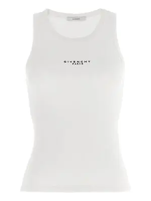 Givenchy Logo Embroidered Ribbed Tank Top - White