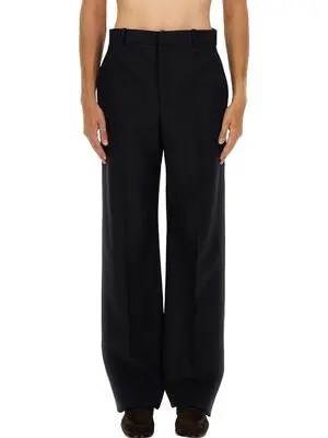 Saint Laurent Wool High Waisted Pants - Blue