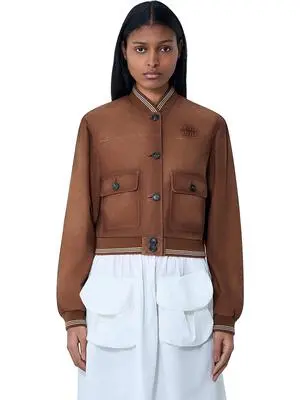 Miu Miu Suede Bomber Jacket - Brown