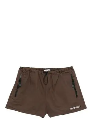 Miu Miu Cotton Mini Shorts - Brown