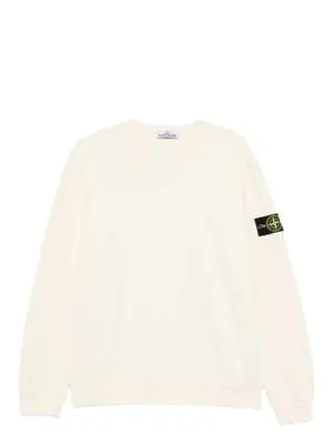 Stone Island STONE ISLAND Logo Patch Crew Neck Sweatshirt Cream