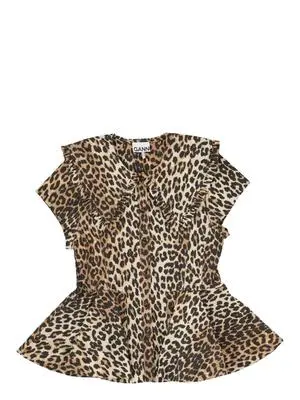 GANNI GANNI Animal Print Sleeveless Shirt Multicolor